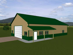 40'W x 64'L x 14'H Agricultural Post Frame Building with 6'W x 24'L x 8 ...