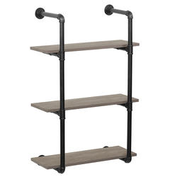 Dakota™ 24"W x 36-1/2"H x 10-1/2"D Haven 3-Tier Wall Shelf with Black ...