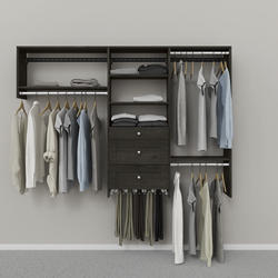 Dakota Closets™ 87"W x 61-1/4"H x 14"D Charcoal Wooden Wall-Mounted ...