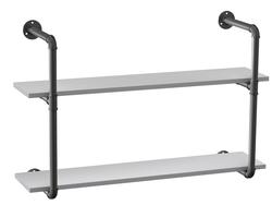 Dakota™ 36"W x 23"H x 10-1/2"D Matte Gray 2-Tier Wall Shelf with Black ...