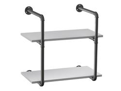 Dakota™ 24"W x 23"H x 14-1/2"D Matte Gray 2-Tier Wall Shelf with Black ...