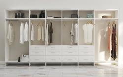 Dakota Closets™ 173-1/4"W x 86-1/2"H x 14"D White Wooden Closet System ...