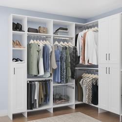 Dakota Closets™ 96"W x 86-1/2"H x 88-1/4"D White Wooden Walk-in Closet ...