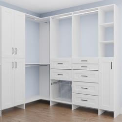 Dakota Closets™ 96"W x 86-1/2"H x 88-1/4"D White Wooden Walk-in Closet ...