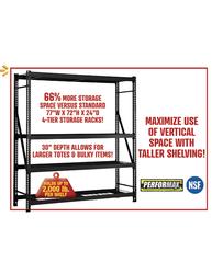 Performax® 77"W x 96"H x 30"D Black 4-Tier Shelving System at Menards®