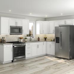KLËARVŪE® Laholm® White 19' L-Shaped Kitchen - Cabinets Only at Menards®