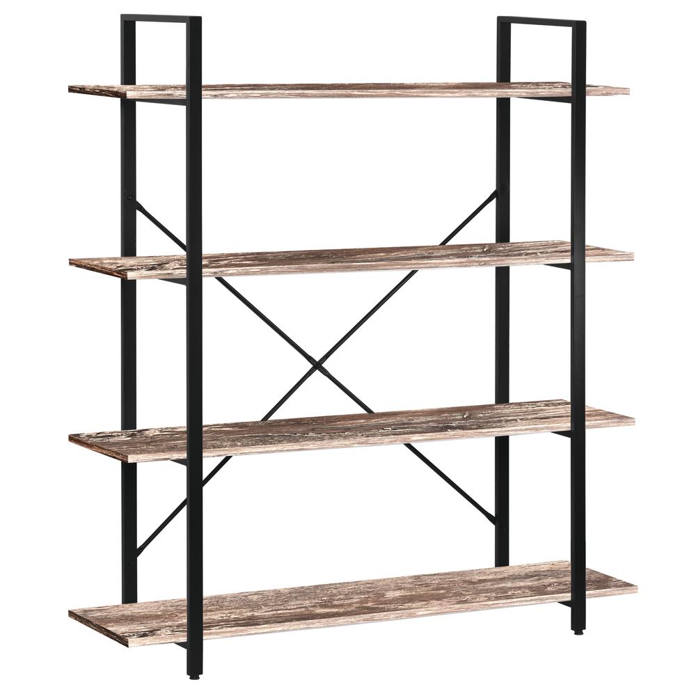 Dakota 48 W x 54 3 4 H x 13 1 8 D Harvest 4 Tier Designer Bookshelf with Black Pipe Frame