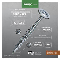 SPAX® #8 x 1-1/4" Cross Recess Drive Zinc Wafer Head Cabinet Screw - 30 ...