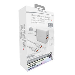Acellories Dual USB Wall Charger and Cable - White at Menards®
