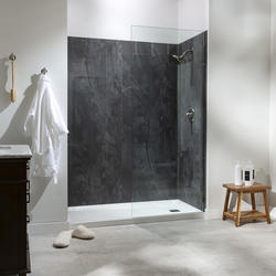 Palisade™ 60"W x 36"D x 78"H Cracked Slate Shower Wall Surround (4 ...