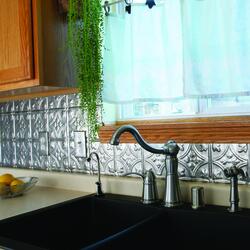 Fasade® Traditional 1 - 18" x 24" Crosshatch Silver Vinyl Backsplash ...