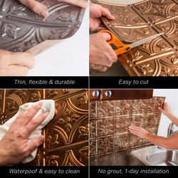 Fasade® Ripple 18" x 24" Moonstone Copper Vinyl Backsplash Tile - 5 ...