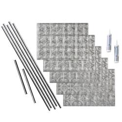 Fasade® Traditional 1 Crosshatch Silver Backsplash Kit - 15 Sq. Ft. at ...