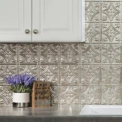 Fasade® Traditional 1 18" x 24" Vintage Metal Vinyl Backsplash Tile - 5 ...