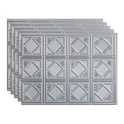 Fasade® Traditional 4 18" x 24" Argent Silver Vinyl Backsplash Tile - 5 ...