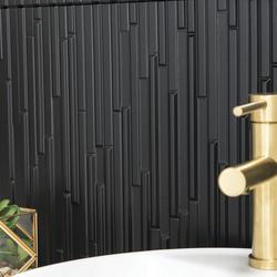 Fasade Skyline 18" x 24" Matte Black Vinyl Backsplash Tile - 5 Pack at ...