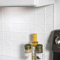 Fasade Crescent 18" x 24" Matte White Vinyl Backsplash Tile - 5 Pack at ...