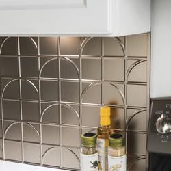 Fasade Crescent 18" x 24" Brushed Nickel Vinyl Backsplash Tile - 5 Pack ...
