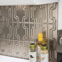 Fasade Chain 18" x 24" Brushed Nickel Vinyl Backsplash Tile - 5 Pack at ...