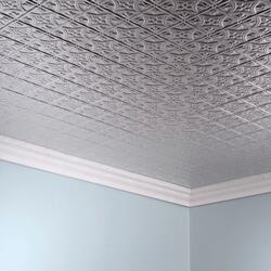 Fasade® Traditional 1 Vinyl 2' x 4' Brushed Aluminum Glue-Up Ceiling ...