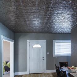 Fasade® Traditional 2 Vinyl 2' x 4' Brushed Nickel Glue-Up Ceiling Tile ...