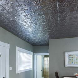 Fasade® Traditional 2 Vinyl 2' x 4' Brushed Nickel Glue-Up Ceiling Tile ...