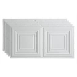 Fasade® Traditional 3 Vinyl 2' x 4' Gloss White Glue-Up Ceiling Tile ...