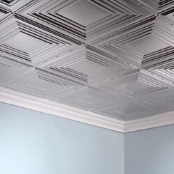 Fasade® Traditional 3 Vinyl 2' x 4' Brushed Aluminum Glue-Up Ceiling ...
