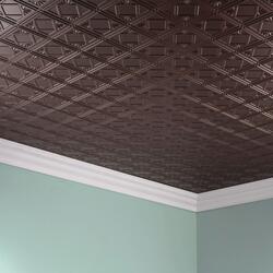 Fasade® Traditional 4 Vinyl 2' x 4' Argent Bronze Glue-Up Ceiling Tile ...