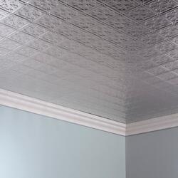Fasade® Traditional 10 Vinyl 2' x 4' Brushed Aluminum Glue-Up Ceiling ...