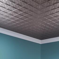 Fasade® Traditional 10 Vinyl 2' x 4' Brushed Nickel Glue-Up Ceiling ...