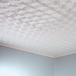 Fasade® Cyclone Vinyl 2' x 2' Matte White Glue-Up Ceiling Tile - 5 Pack ...