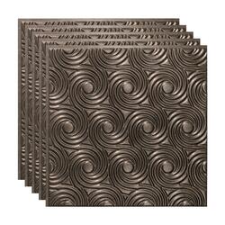 Fasade® Cyclone Vinyl 2' x 2' Smoked Pewter Glue-Up Ceiling Tile - 5 ...