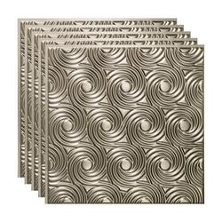 Fasade® Cyclone Vinyl 2' x 2' Brushed Nickel Glue-Up Ceiling Tile - 5 ...