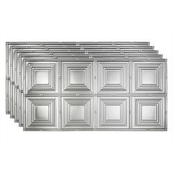 Fasade® Portrait Vinyl 2' x 4' Brushed Aluminum Glue-Up Ceiling Tile ...