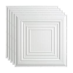Fasade® Traditional 3 Vinyl 2' x 2' Gloss White Lay-In Ceiling Tile - 5 ...