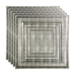 Fasade® Traditional 3 Vinyl 2' x 2' Crosshatch Silver Lay-In Ceiling ...