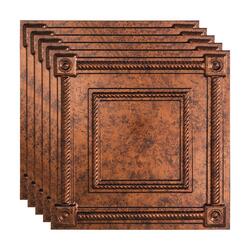 Fasade® Coffer Vinyl 2' x 2' Moonstone Copper Lay-In Ceiling Tile - 5 ...