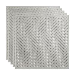 Fasade® Diamond Plate Vinyl 2' x 2' Argent Silver Lay-In Ceiling Tile ...