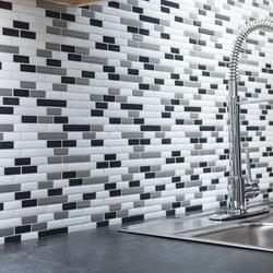 Tack Tile™ Small Mosaic White Peel & Stick Vinyl Backsplash Tiles - 3 ...