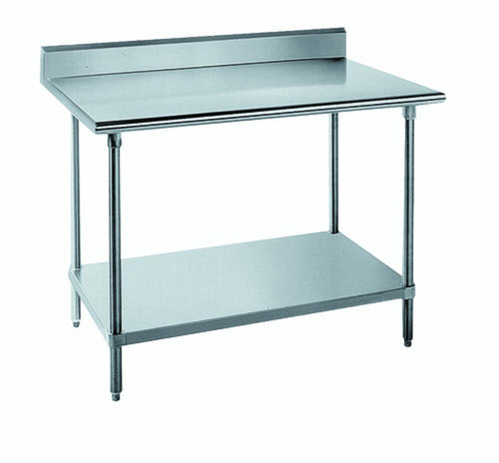Advance Tabco 72 W x 35 1 2 H x 30 D Stainless Steel Work Table with Under Shelf 5 Back Splash