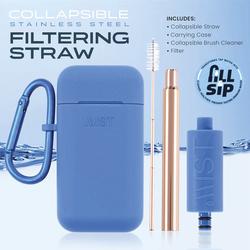 MIST Collapsible Stainless Steel Water Filtering Straw with Navy ...