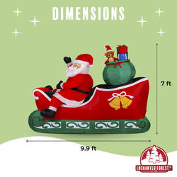 Enchanted Forest® 10' LED Santa in Sleigh Inflatable at Menards®