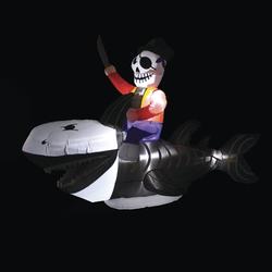 Pumpkin Hollow™ 8' LED Pirate Riding Skeleton Shark Halloween ...