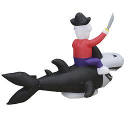 Pumpkin Hollow™ 8' LED Pirate Riding Skeleton Shark Halloween ...