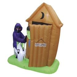 Pumpkin Hollow™ 6'6" LED Animated Monsters Outhouse Surprise Halloween ...