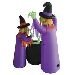 Pumpkin Hollow™ 6' LED Lighted Inferno Witches with Cauldron Halloween ...