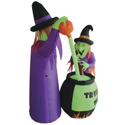 Pumpkin Hollow™ 6' LED Lighted Inferno Witches with Cauldron Halloween ...