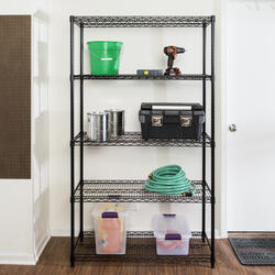 Designer s Image 42 W x 72 H x 18 D Black 5 Tier Commercial Grade Wire Shelving Unit