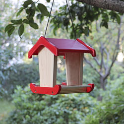 Enchanted Garden® Red Roof Wooden Bird Feeder at Menards®